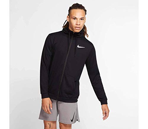 Nike Men's Dri-Fit Full-Zip Performance Training Hoodie (Black/White, SM)