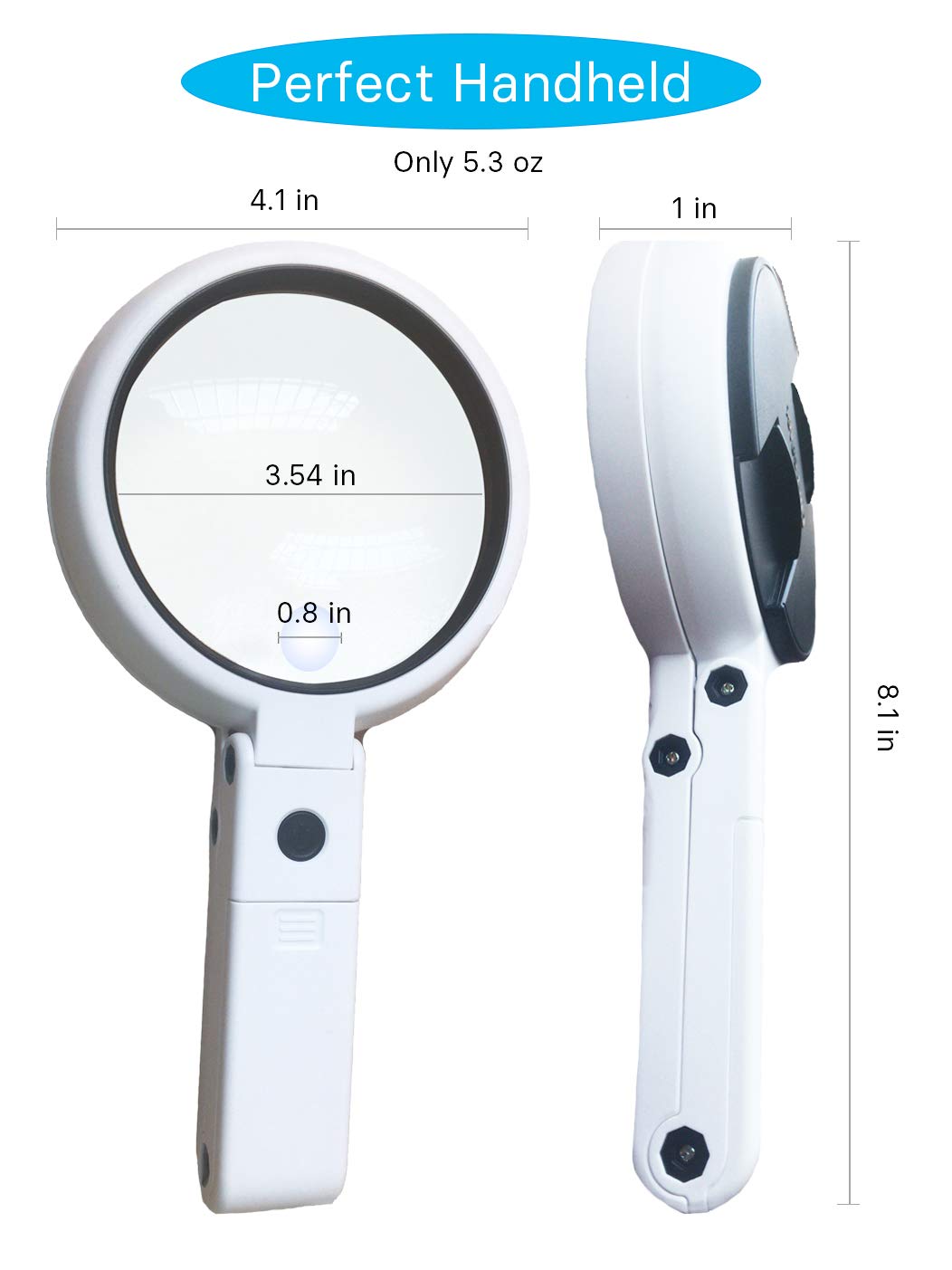 Magnifying Glass with Lights,Adjustable Standing Base,Portable Handheld,[3.5X+10X] Dual Magnification Lens,Magnifier Glass for Reading Jewelry Craft and Computer Repair