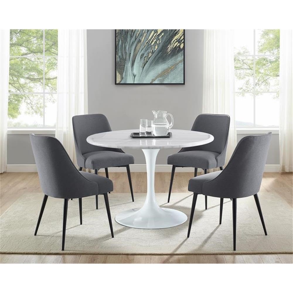 Steve Silver Camila Marble Top 5-Piece Marble Dining Set in Gray