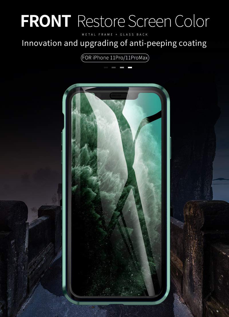 Guppy for iPhone 11 Pro Max Magnetic Case, Case with Built In Privacy Screen Protector Anti Spy Tempered Glass Slim Metal Aluminum Shockproof Cover Hard Drop Proof Protective Wireless Charging Support