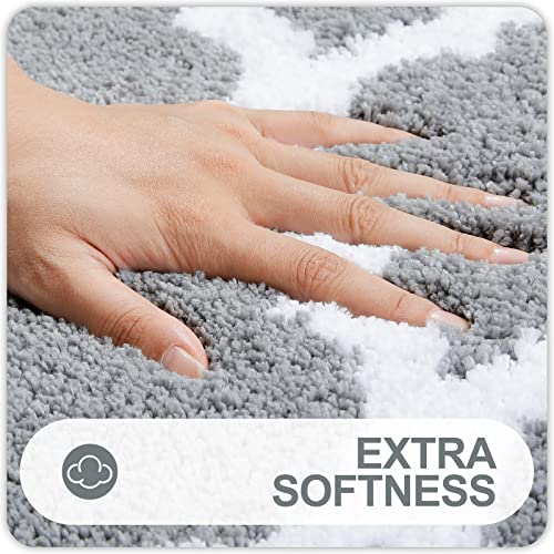 OLANLY Bathroom Rugs Set 2 Piece Microfiber Bath Shower Mat and U-Shaped Toilet Rug, Machine Wash Dry, Non Slip Absorbent Shaggy Bath Rug for Tub, Shower and Bath Room (20" x 32"+20" x 24", Grey)