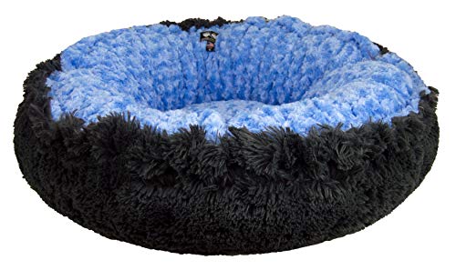 Bessie and Barnie Blue Sky/Wolfhound Grey Luxury Shag Ultra Plush Faux Fur Bagelette Pet/Dog Bed (Multiple Sizes)