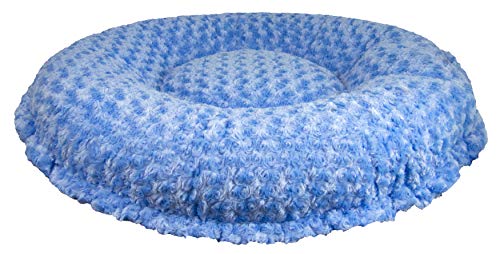 Bessie and Barnie Blue Sky/Wolfhound Grey Luxury Shag Ultra Plush Faux Fur Bagelette Pet/Dog Bed (Multiple Sizes)