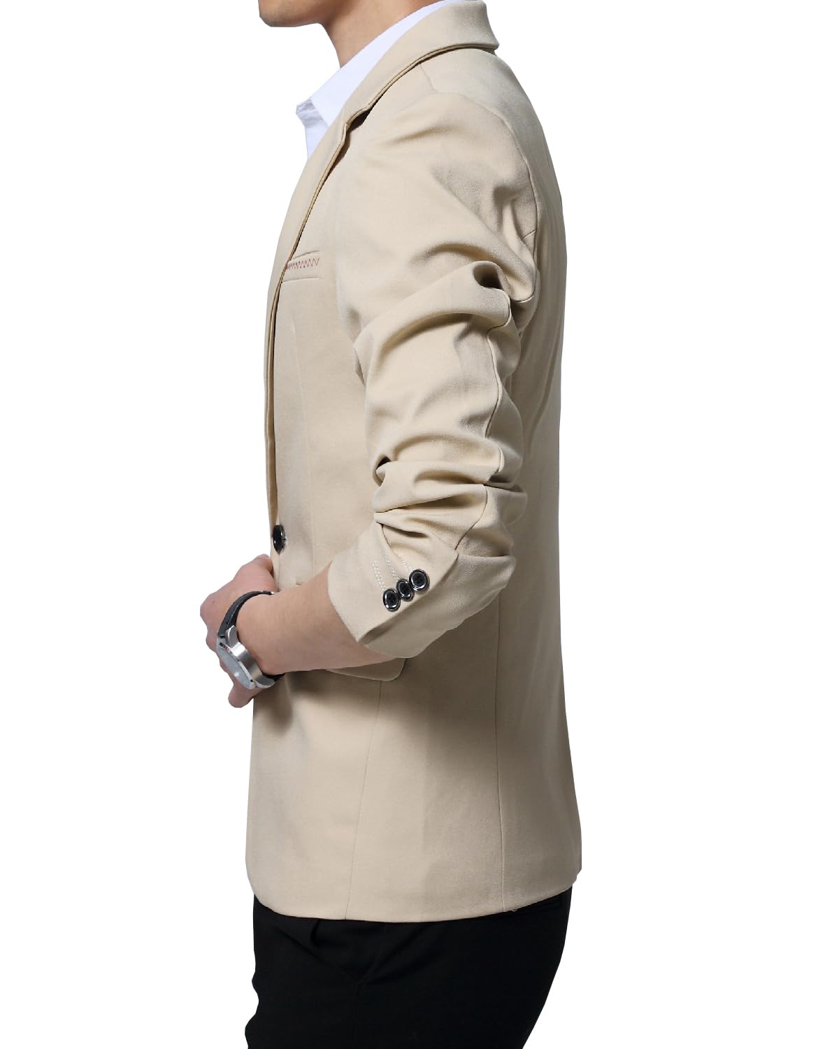 DAVID.ANN Men's Casual Blazer Jacket Slim Fit Sport Coats Lightweight One Button Suit Jacket,#1 Khaki,Small
