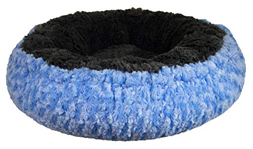 Bessie and Barnie Blue Sky/Wolfhound Grey Luxury Shag Ultra Plush Faux Fur Bagelette Pet/Dog Bed (Multiple Sizes)