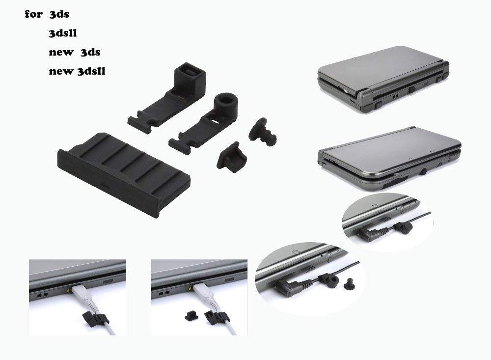 Silicone Dust Plug Cover Earphone Charger Jack Stopper for 3DS / 3DS XL LL/New 3DS / New 3DS XL LL (Black)