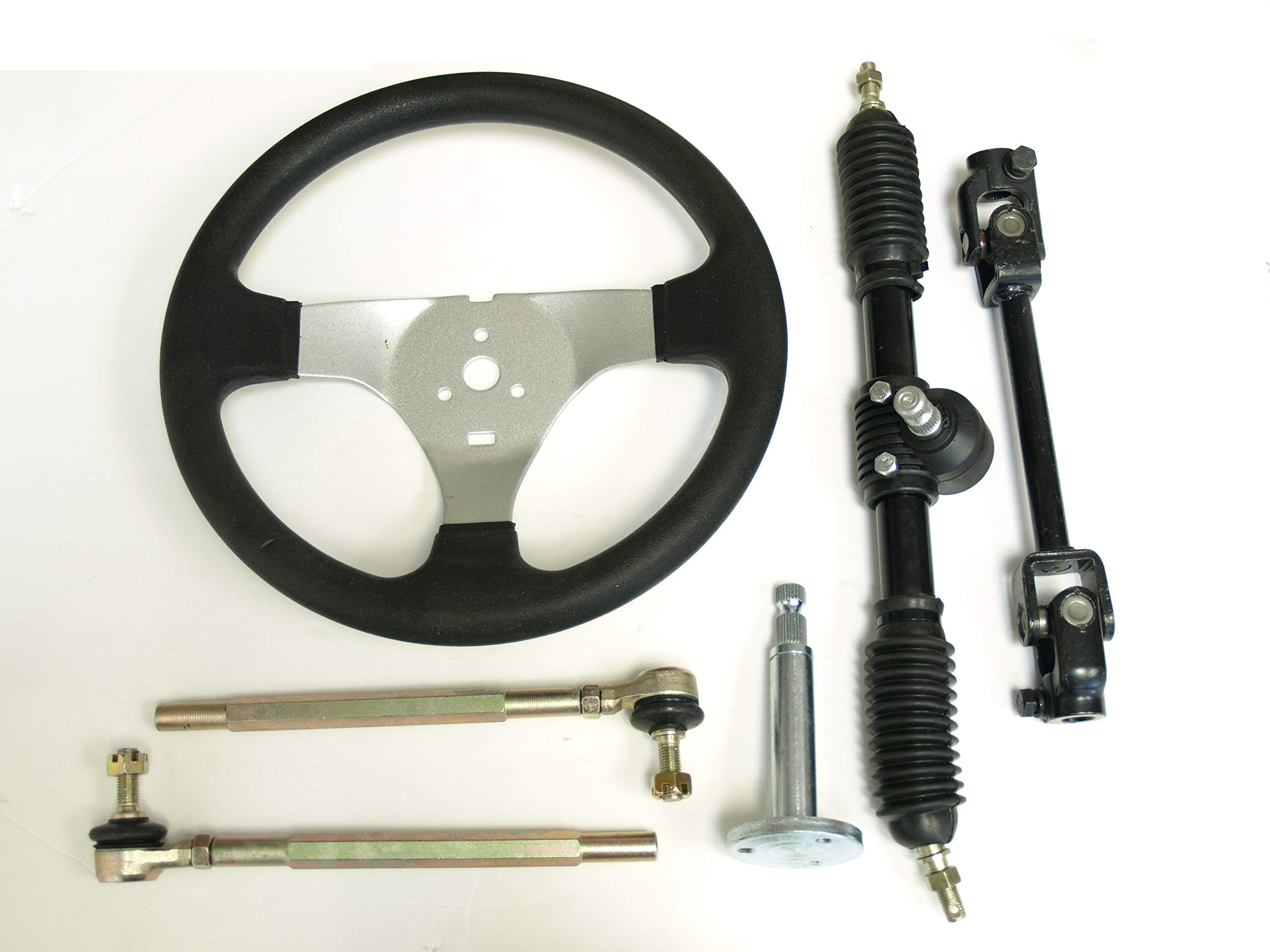 Replacement Go Kart Steering Wheel Kit for 110cc GoKarts Go Karts with Tie Rod and Adjustable Rack