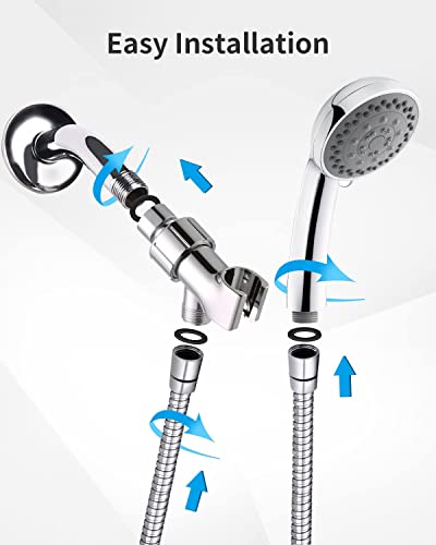 Ezelia High Pressure Shower Head with Pause Mode and Massage Spa, 5 Settings Handheld Showerhead Sprayer with 79" Stainless Steel Hose, Easy to Install, California Compliant 1.8 GPM