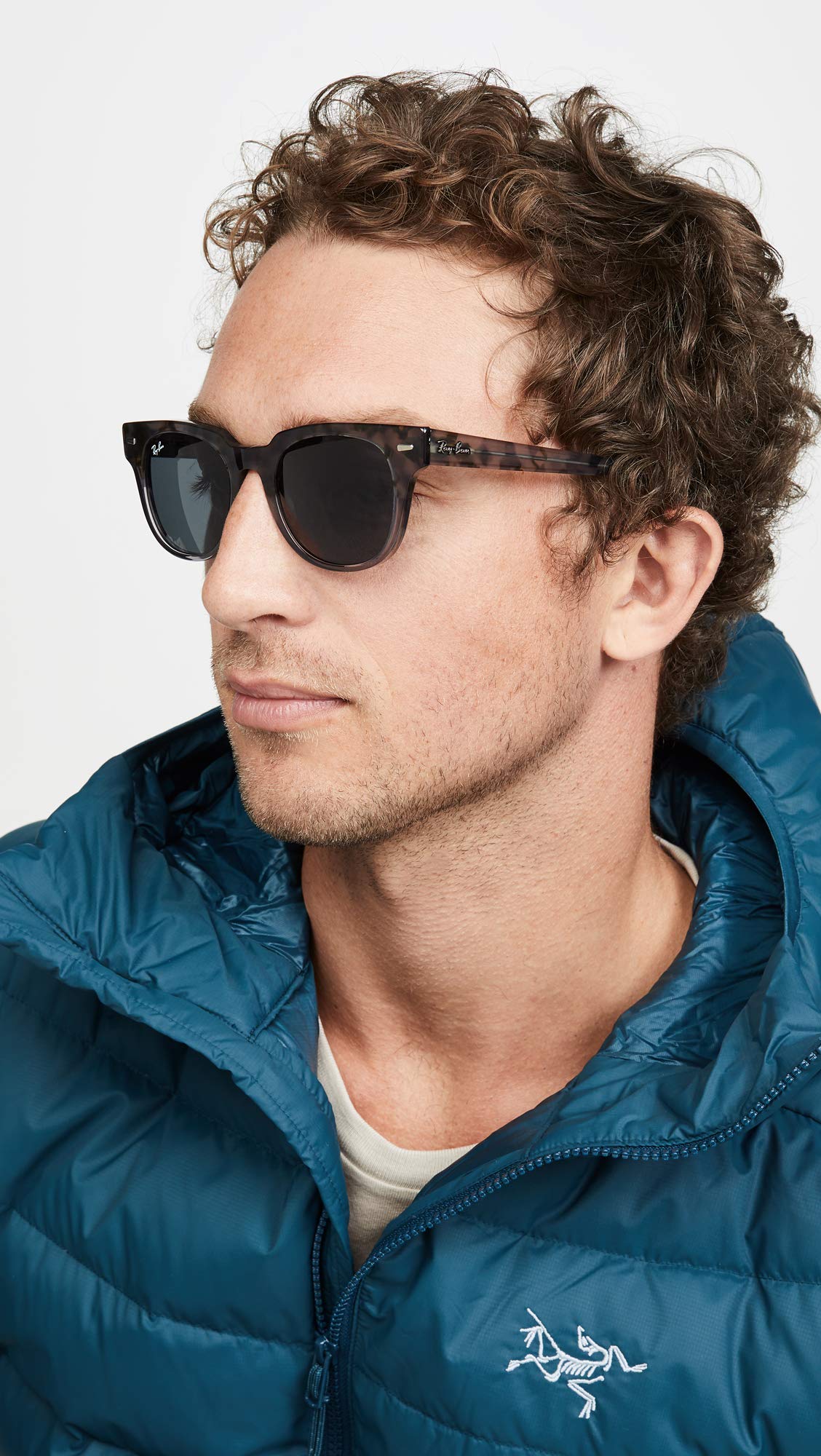 Ray-Ban Rb2168 Meteor Square Sunglasses, Gradient Havana Grey/Blue, 50 mm