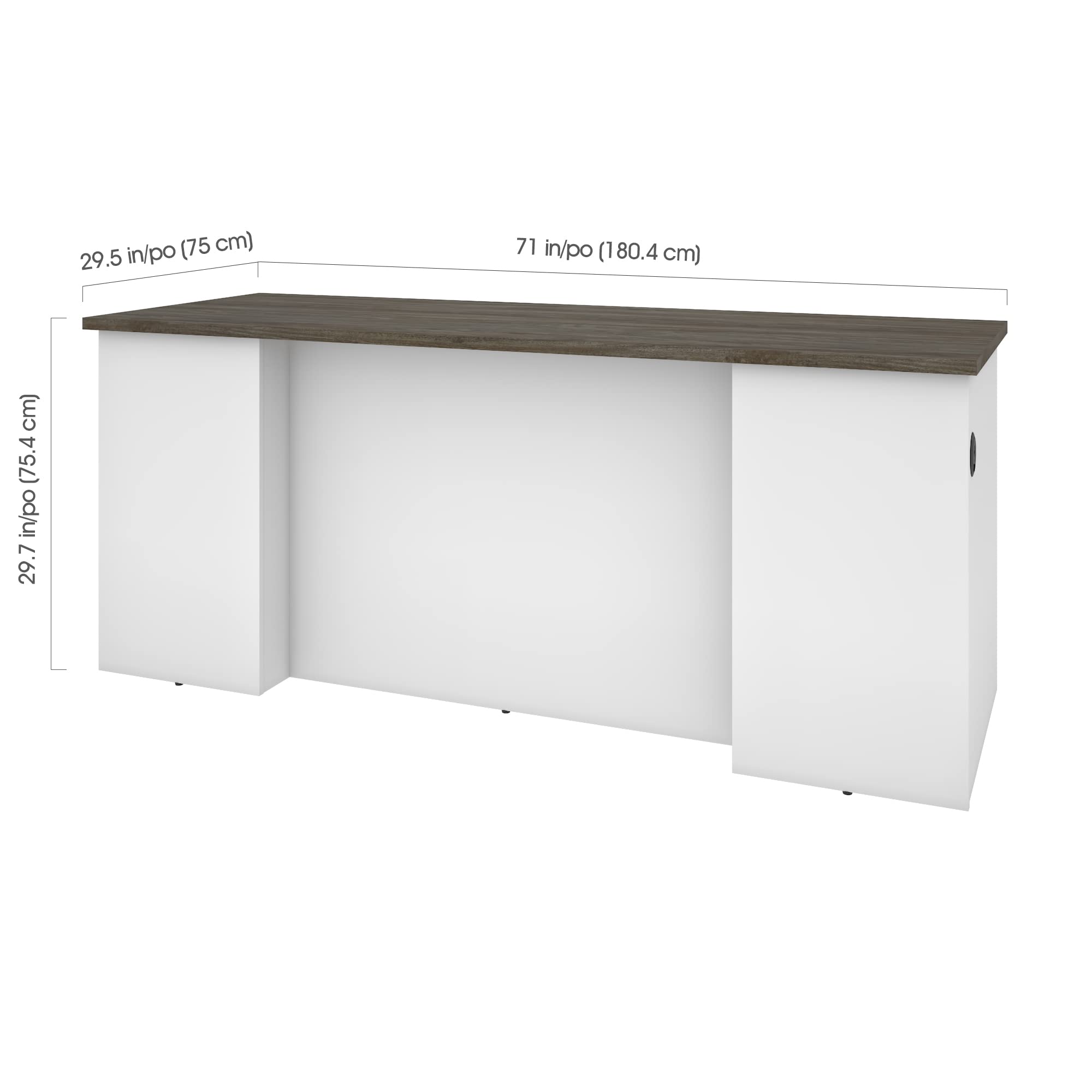 Bestar Norma 71W Desk Shell in Walnut Grey & White