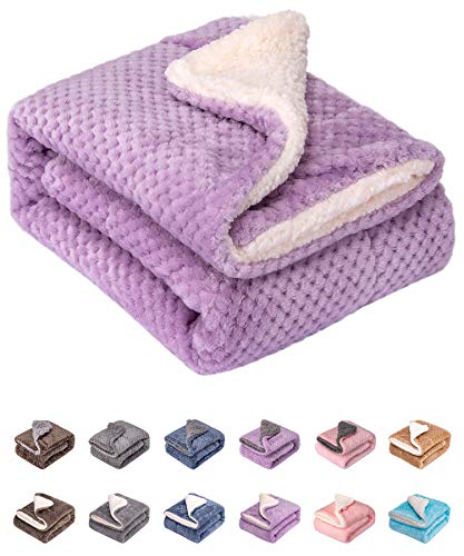 Fuzzy Dog Blanket or Cat Blanket or Pet Blanket, Warm and Soft, Plush Fleece Receiving Blankets for Dog Bed and Cat Bed, Couch, Sofa, Travel and Outdoor, Camping (Blanket (32" x 40"), DW-Lavender)