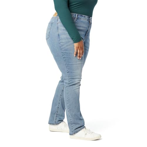 Levi Strauss Signature Gold Women's Curvy Totally Shaping Straight Jeans (Available in Plus Size), Blue Ice-waterless, 8 Medium