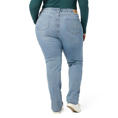 Levi Strauss Signature Gold Women's Curvy Totally Shaping Straight Jeans (Available in Plus Size), Blue Ice-waterless, 8 Medium