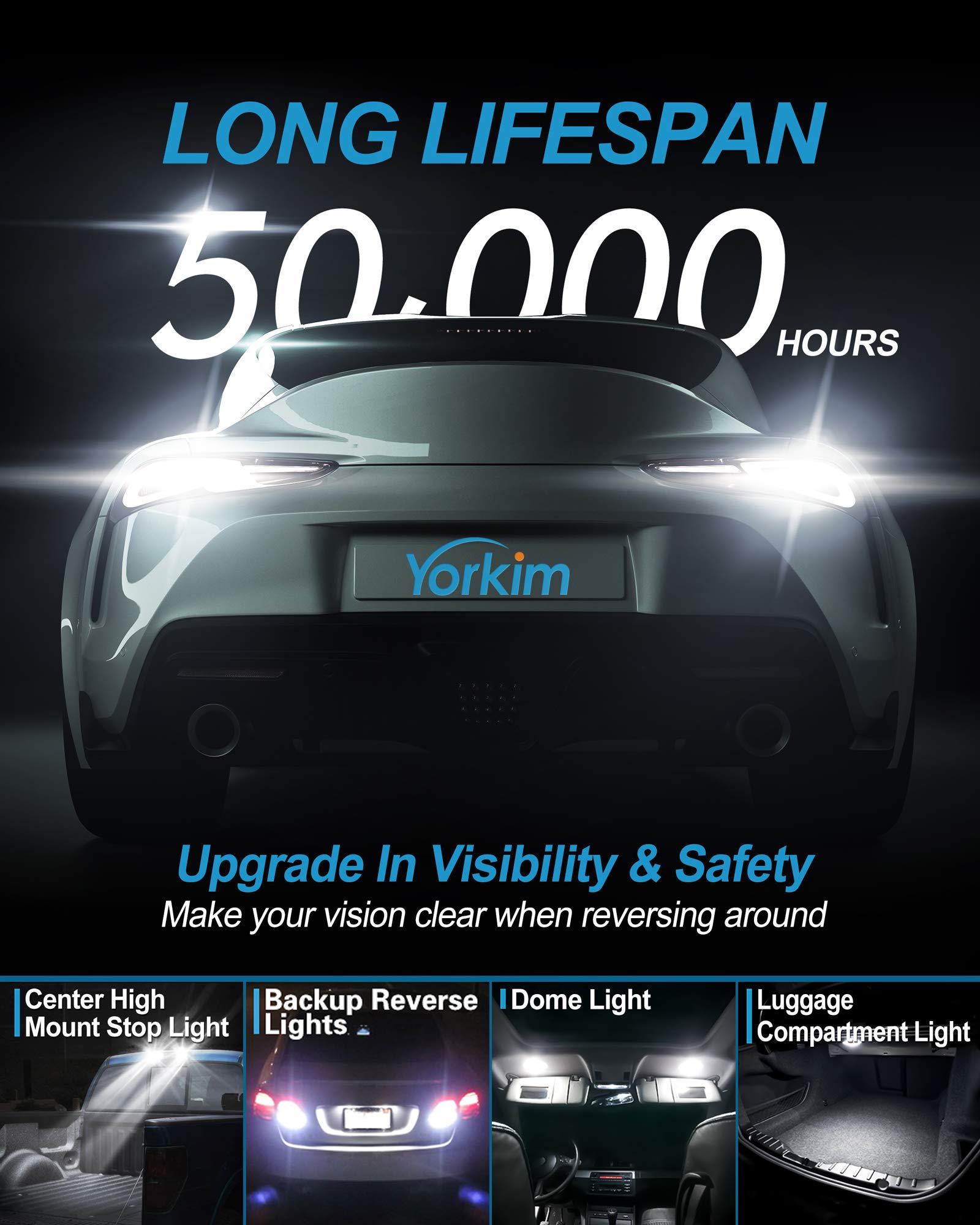 Yorkim 921 LED Bulb 6000K White 921 led reverse lights Bright 21-SMD 2835 Chips Error Free T15 led Backup Light Bulbs 906 904 902 W16W 912 led lights for car, Pack of 2