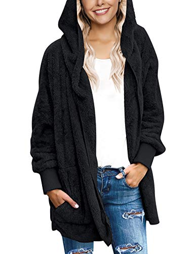 luvamia Womens Winter Jackets Open Cardigan Fall Coats for Women Comfy Outfits for Women Fall Outfits Black Size Small Size 4 Size 6