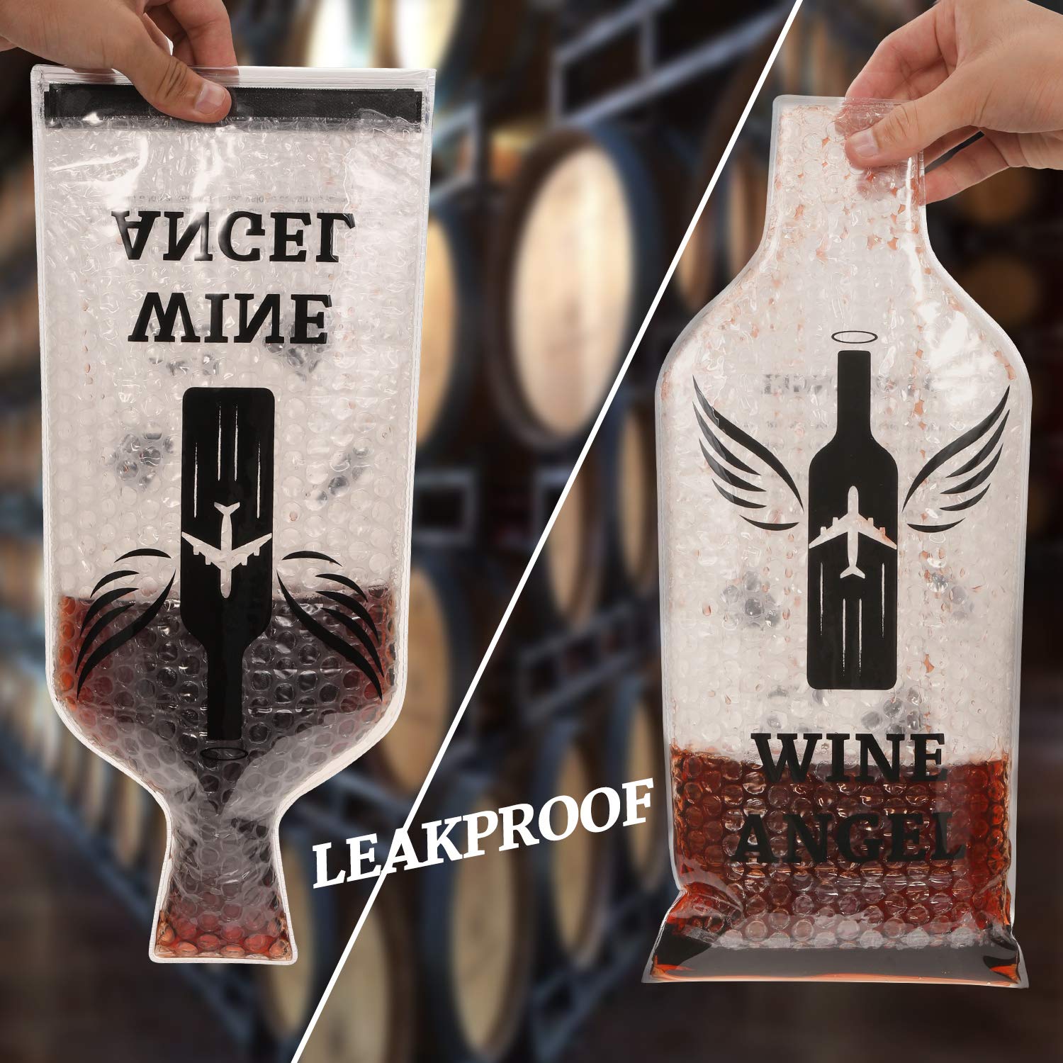 [UPGRADED PROTECTION] 4 Set (8 pcs) Reusable Wine Bags for Travel, Wine Protector Sleeve Case, Airplane Car Cruise TRIPLE Luggage Leak-proof Safety Impact Resist