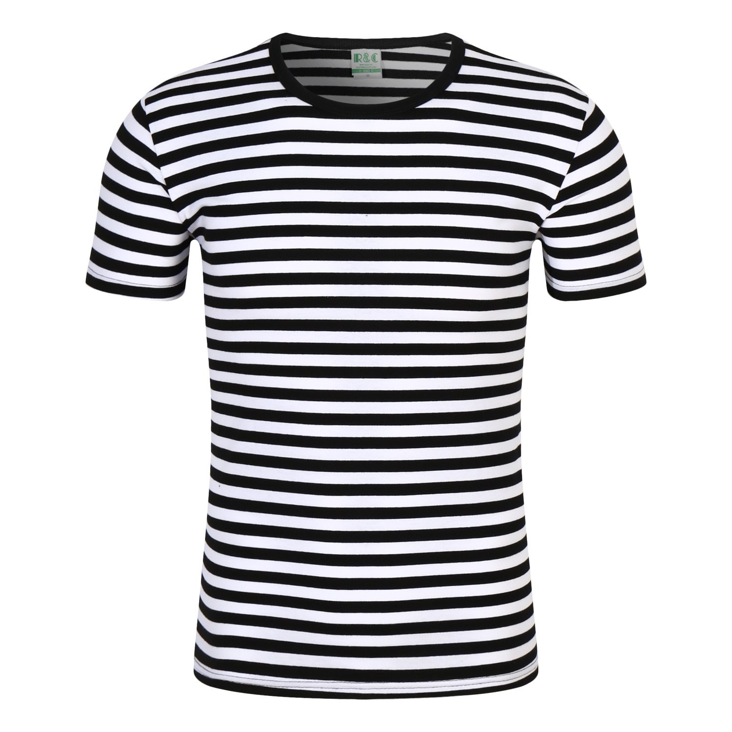 Fancy Clothing Womens Mime Artist Costume Set Black & White Silent Actor Dress Halloween Outfit (Large, Stripe)