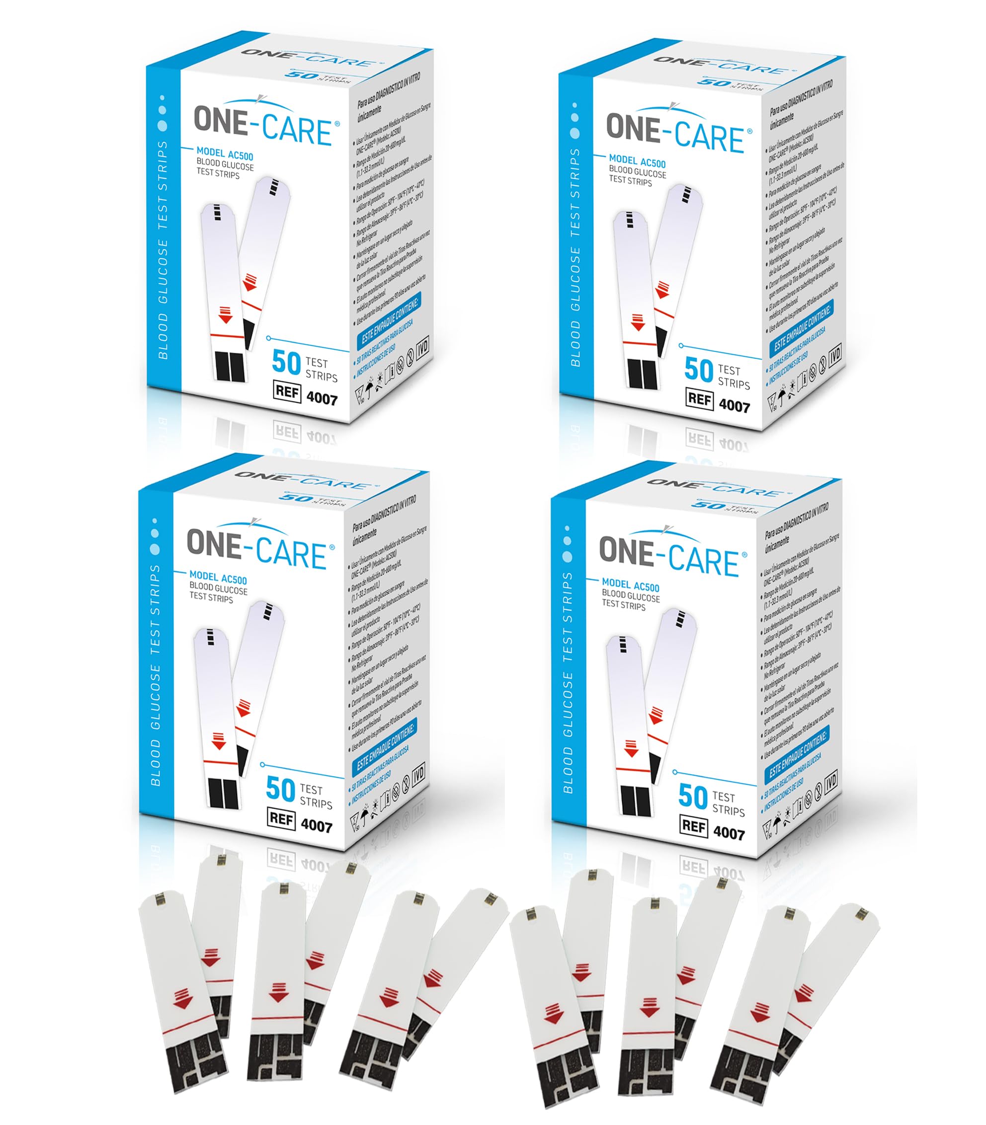 ONE-CARE 200 count Blood Glucose Test Strips, Precision Sugar Measurement for Diabetics, Monitor Your Diabetes (4 boxes of 50 each)