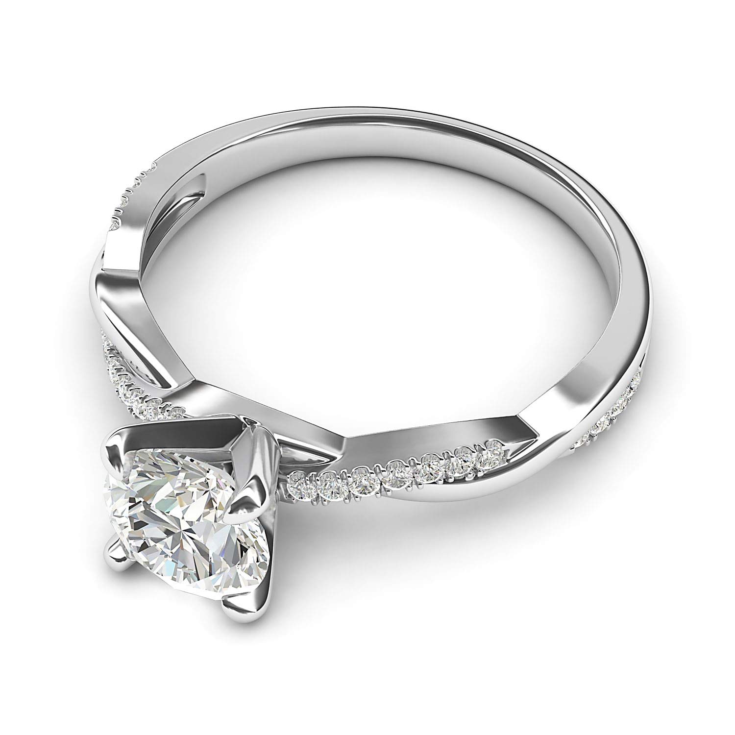 14k White Gold 4-Prong Petite Twisted Vine Simulated 1.0 CT Diamond Engagement Ring Promise Bridal Ring (6)