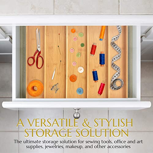 Signature Living Bamboo Expandable Utensil Drawer Organizer, Premium Bamboo for Cutlery, Flatware, Silverware - Drawer Dividers for Easy Storage