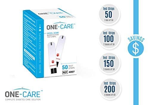 ONE-CARE 200 count Blood Glucose Test Strips, Precision Sugar Measurement for Diabetics, Monitor Your Diabetes (4 boxes of 50 each)