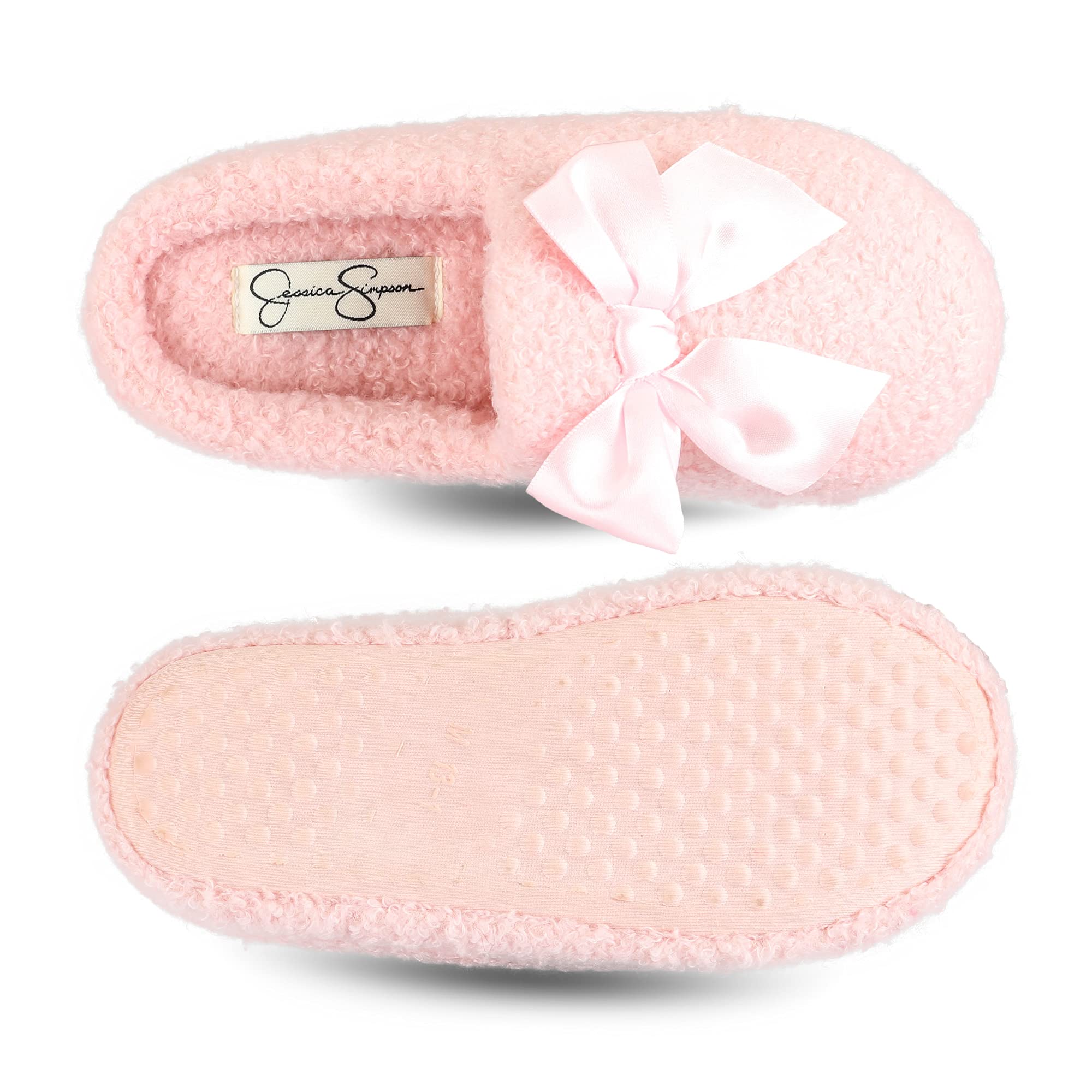 Jessica Simpson Girls Plush Marshmallow Slide On House Clog With Memory Foam Slipper, Pink, Large Little Kid US