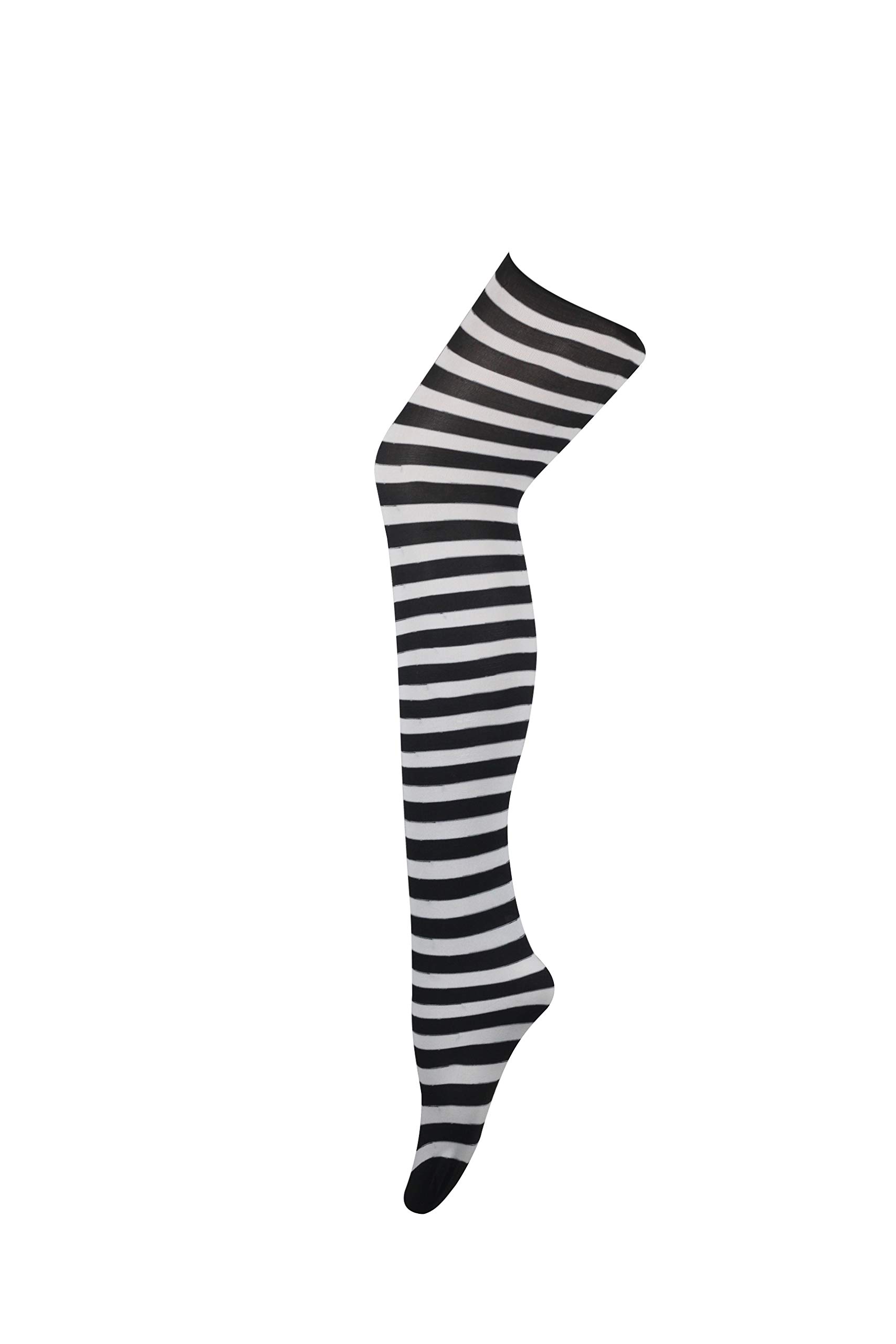 Fancy Clothing Womens Mime Artist Costume Set Black & White Silent Actor Dress Halloween Outfit (Large, Stripe)