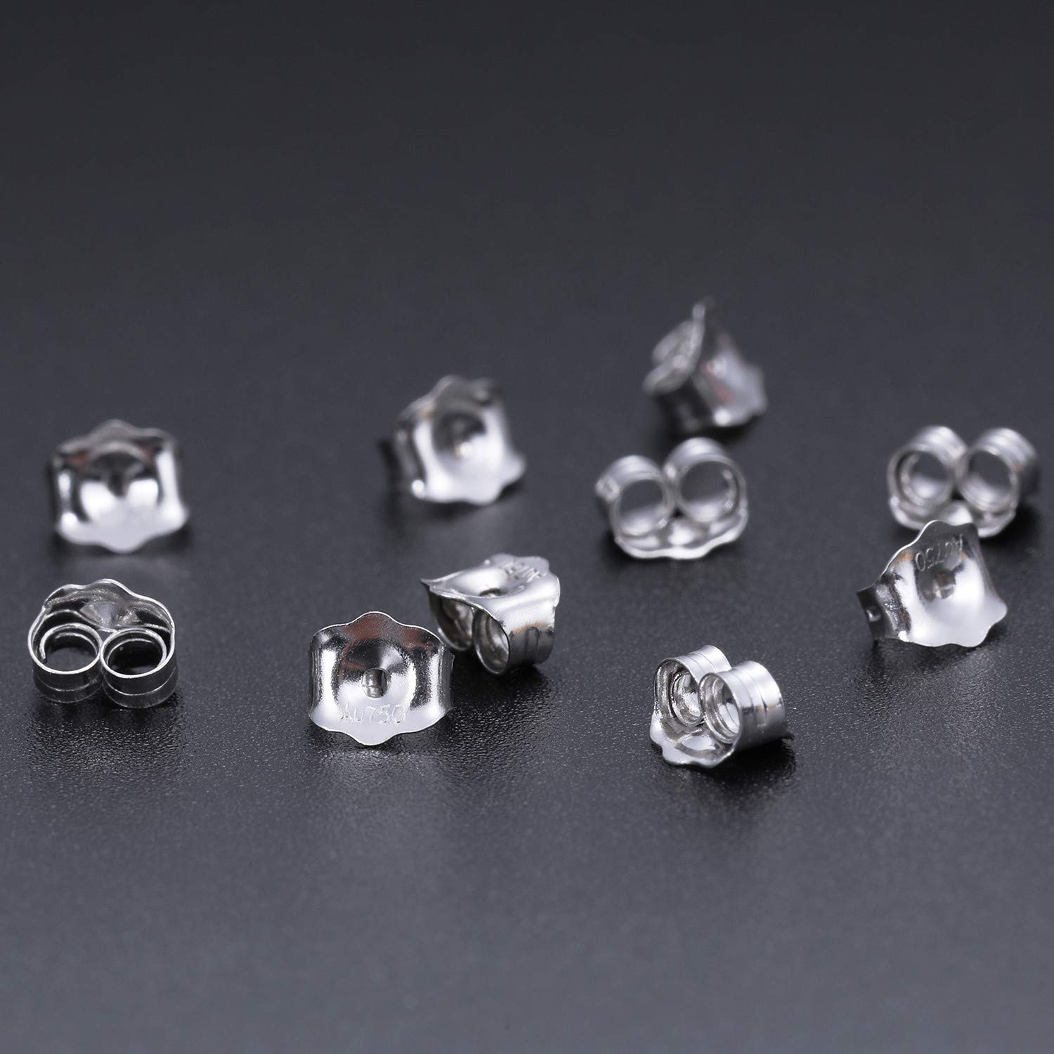18K White Gold Earring Backs Small Tiny Hypoallergenic Butterfly Ear Extra Post Findings Safety for Studs Replacement (18K White Gold Earring Backs)