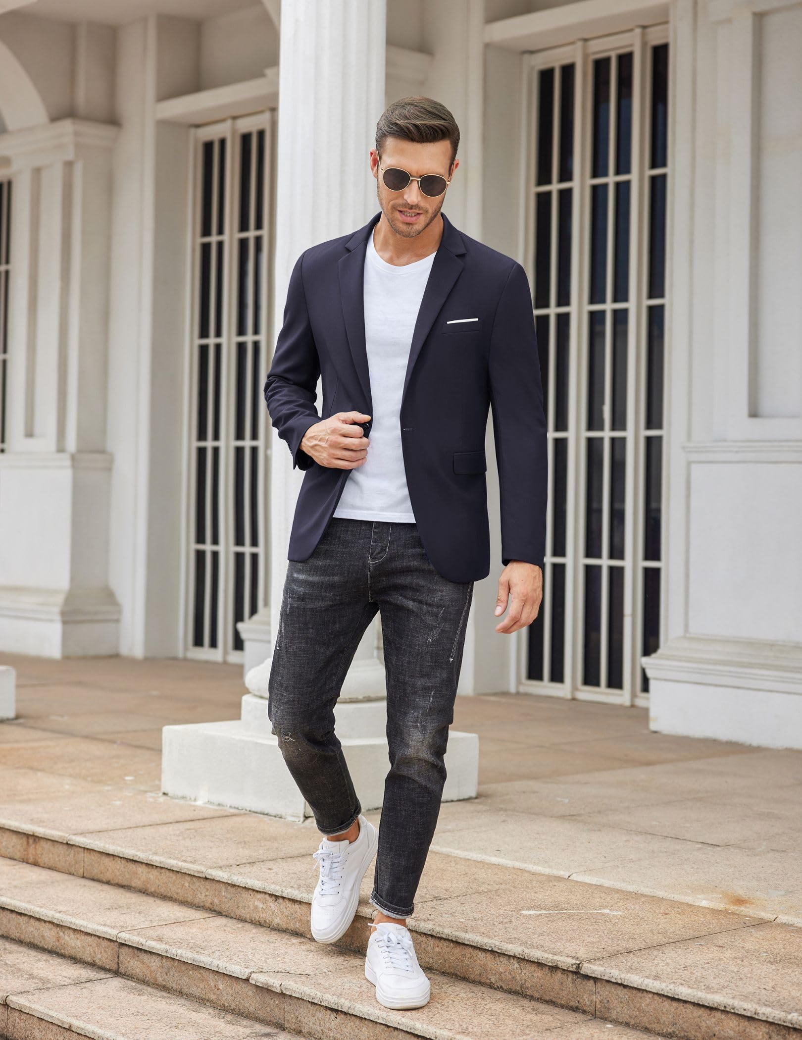 COOFANDY Sport Coats for Men Sports Blazer Fitted Casual Suit Jacket Fashion Athletic Fit Blazers Navy Blue, X-Large