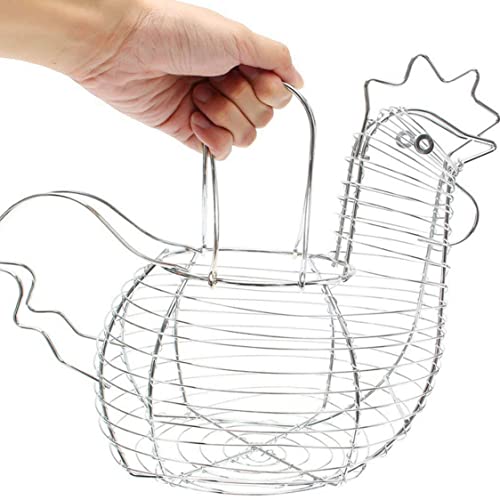 Egg Storage Egg Holder Basket Chicken Shaped Wire Fruit Metal Table Snacks Organizer Kitchen Gadget