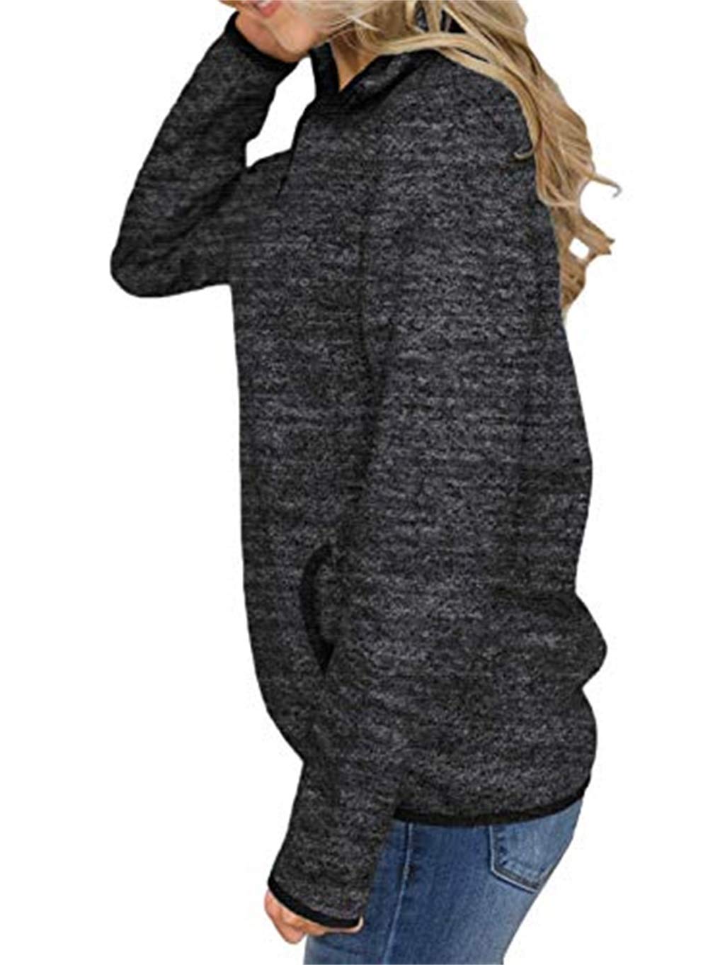 Artfish Women's Women Quarter Zip Casual Pullovers Lightweight Fleece Sweatshirts with Pockets (S,Black)
