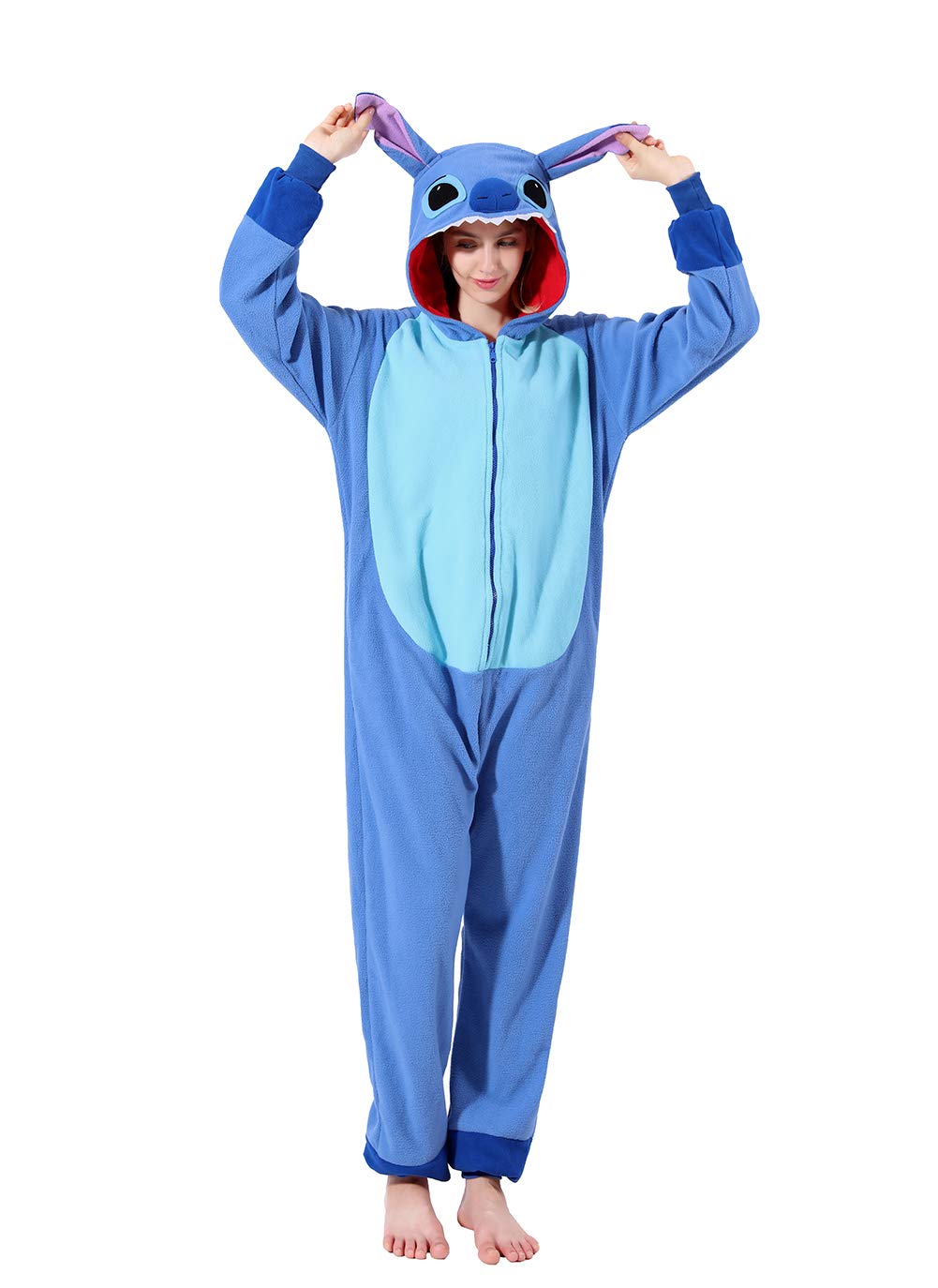 OGU' DEAL Stitch Adult Onesie Halloween Cosplay Costumes Anime Pajamas for Women and Girls,Zipper Closure