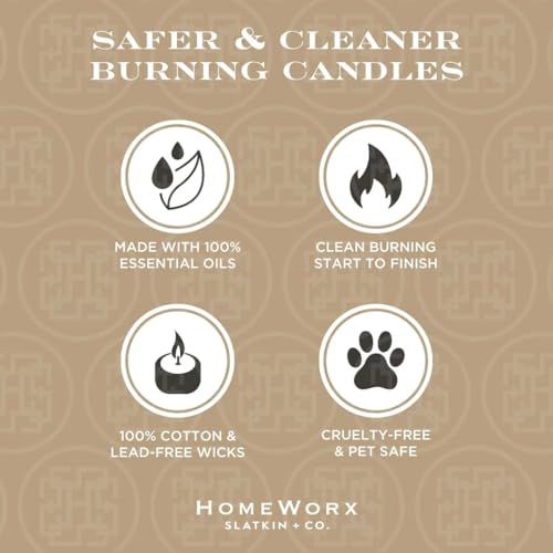 Premium Scented 18oz Candle - HomeWorx by Slatkin & Co - Spun Vanilla Sugar - 4 Wicks - Long-Lasting Jar Candle, 30-55 Hours Clean Burn Time - Vanilla Sugar, Caramel, hint of Citrus