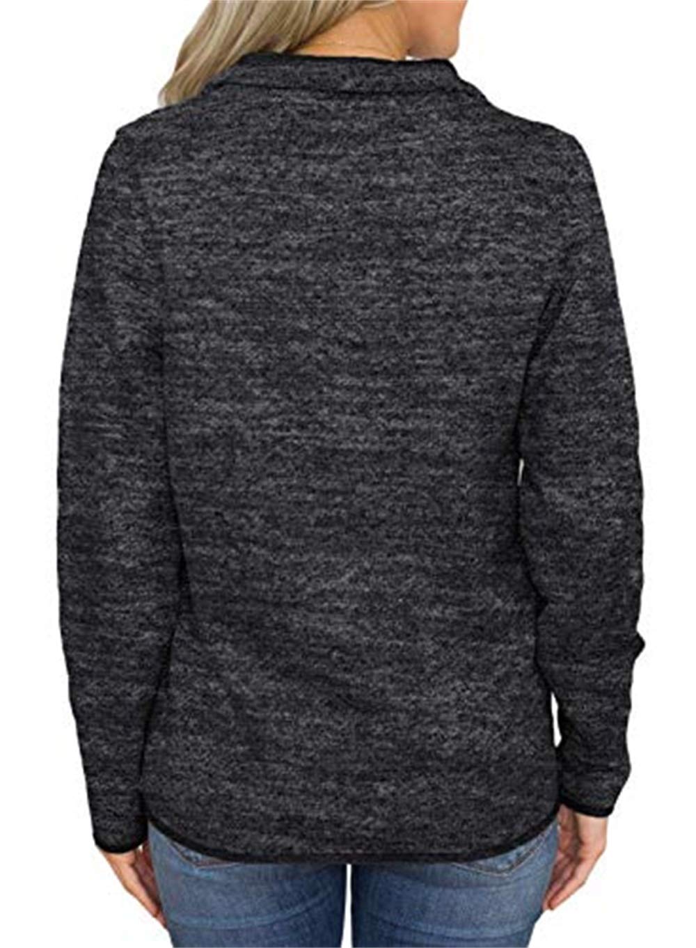 Artfish Women's Women Quarter Zip Casual Pullovers Lightweight Fleece Sweatshirts with Pockets (S,Black)