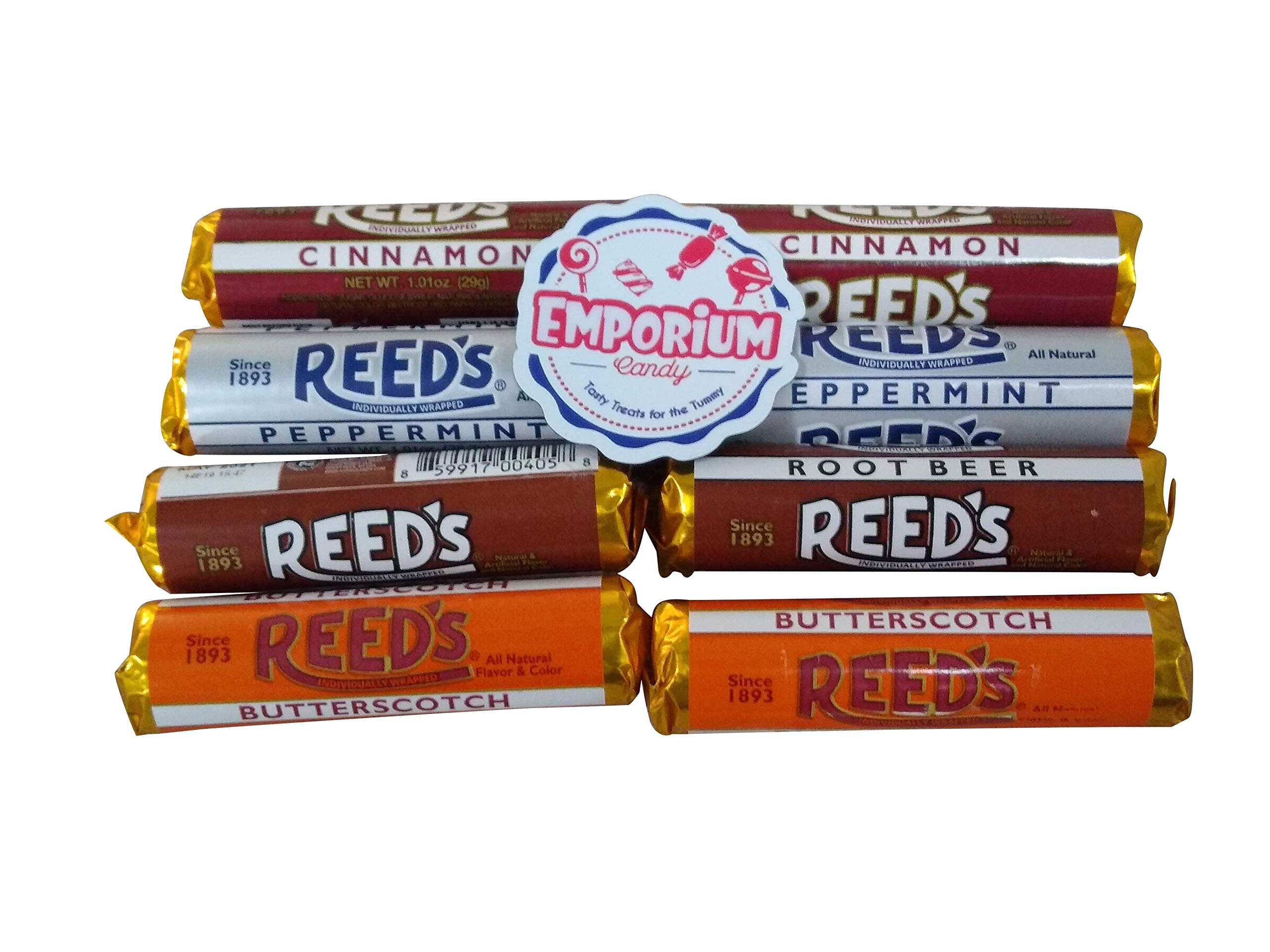 Reed's Candy Rolls Assortment - Cinnamon Root Beer Butterscotch Peppermint 2 Rolls of Each Flavor