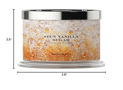 Premium Scented 18oz Candle - HomeWorx by Slatkin & Co - Spun Vanilla Sugar - 4 Wicks - Long-Lasting Jar Candle, 30-55 Hours Clean Burn Time - Vanilla Sugar, Caramel, hint of Citrus