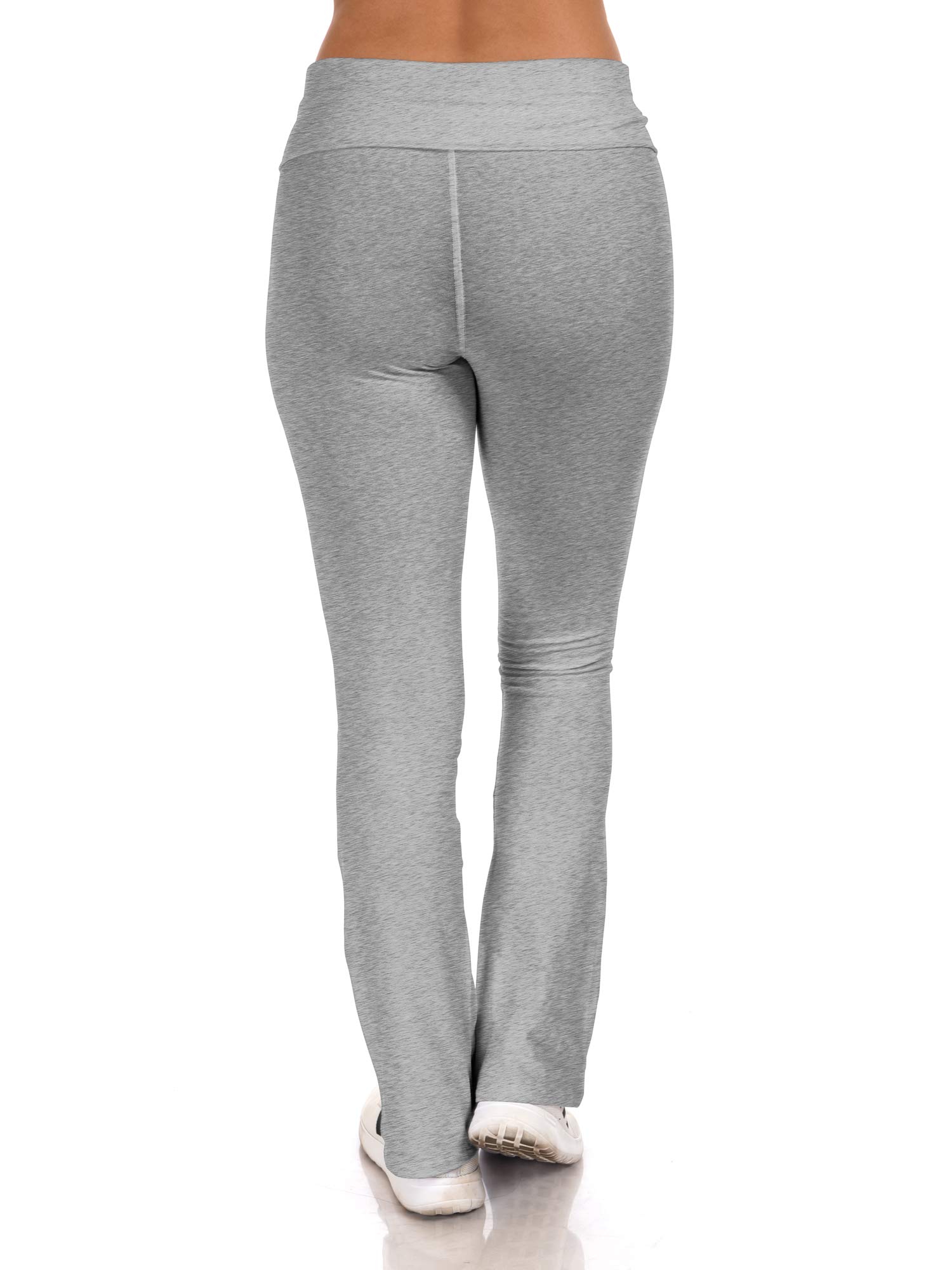 Simply Ravishing Cotton Fold Over Bootcut Yoga Pants (Size: XS-5X), Small, H. Grey
