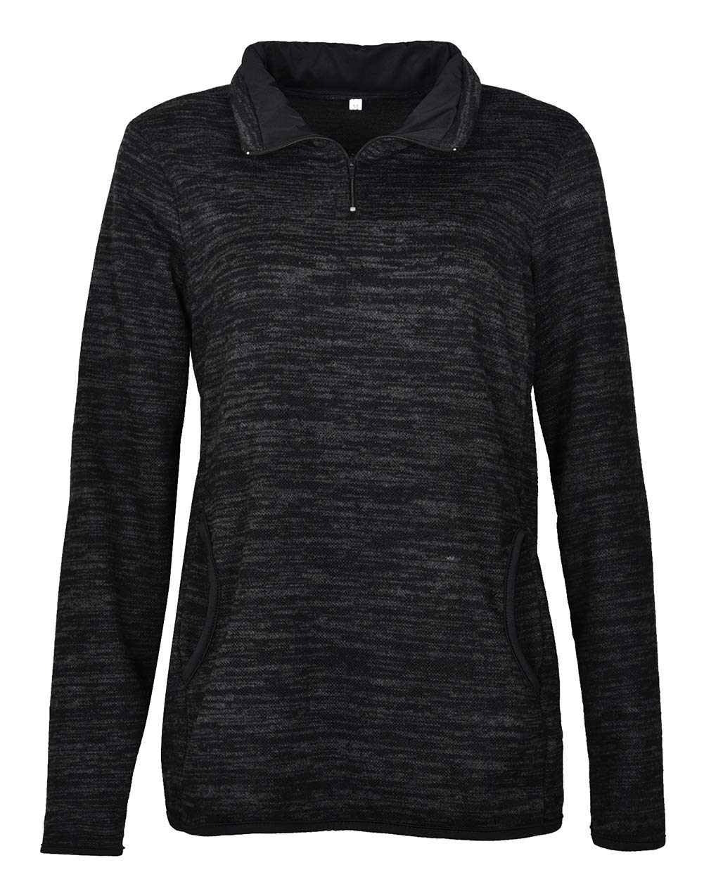 Artfish Women's Women Quarter Zip Casual Pullovers Lightweight Fleece Sweatshirts with Pockets (S,Black)