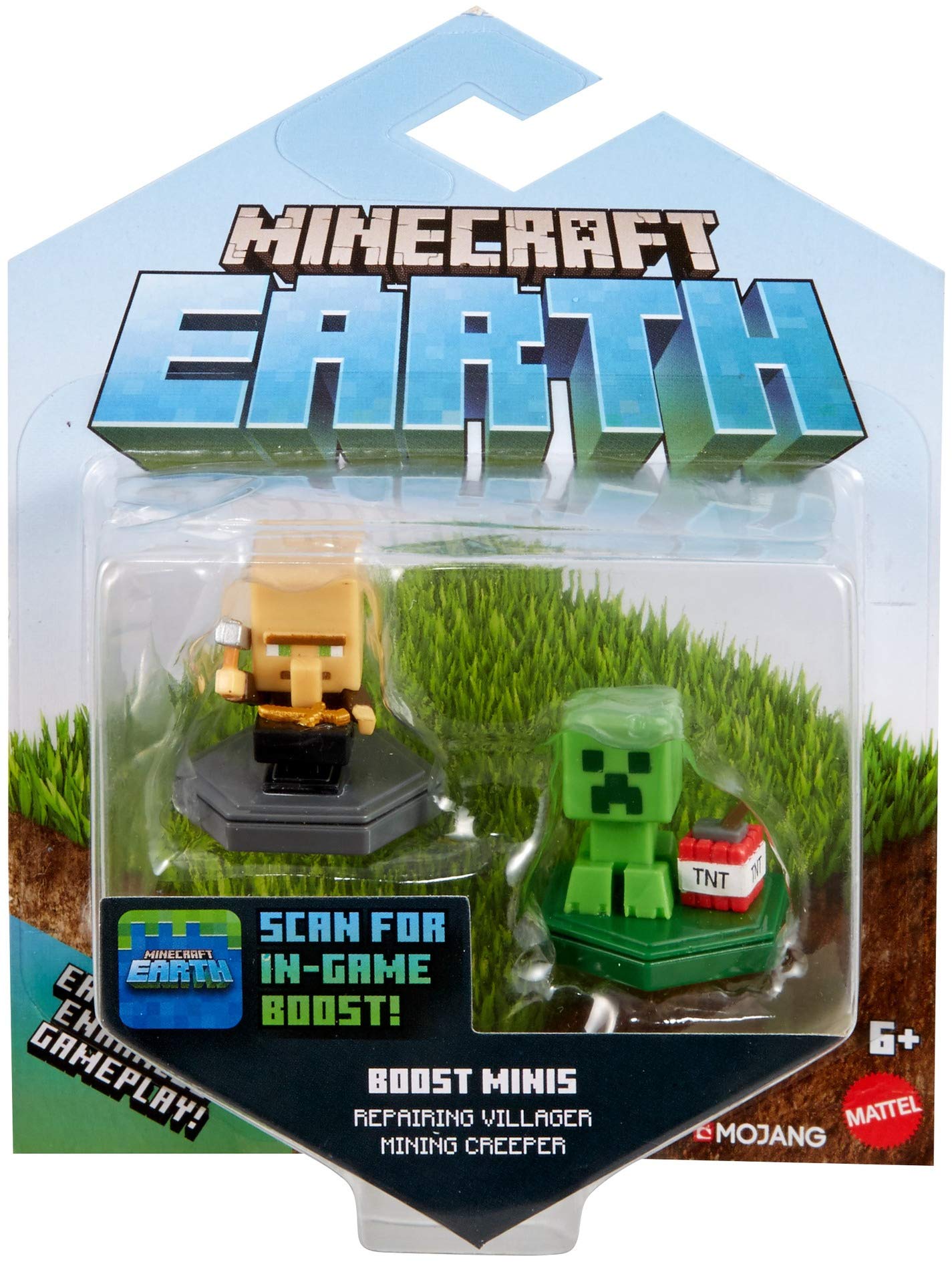 MINECRAFT Earth BOOST MINI FIGURES 2-PACK NFC-Chip Toys, Earth Augmented Reality Mobile Game, Based on Minecraft Video Game, Great for Playing, Trading, and Collecting, Adventure Toy