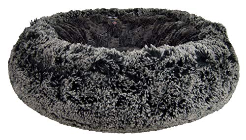 Bessie and Barnie Midnight Frost/Arctic Seal Luxury Shag Ultra Plush Faux Fur Bagelette Pet/Dog Bed (Multiple Sizes)