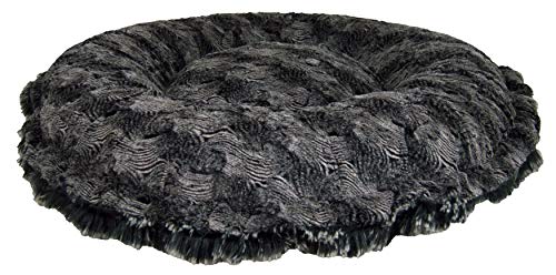 Bessie and Barnie Midnight Frost/Arctic Seal Luxury Shag Ultra Plush Faux Fur Bagelette Pet/Dog Bed (Multiple Sizes)