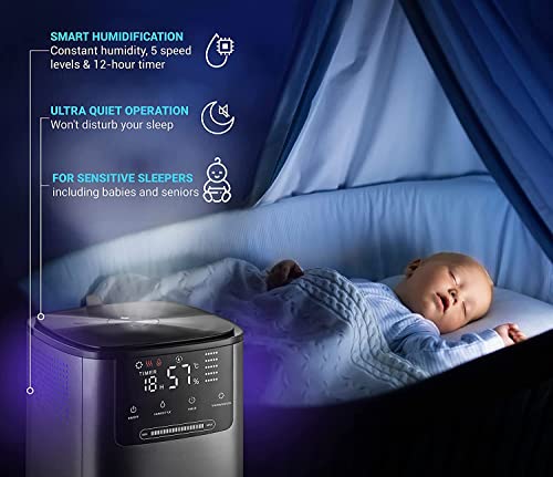 Top Fill Cool Mist & Warm Mist Humidifier for Large Room Home Bedroom Living Room 4L Big Capacity, Air Ultrasonic Humidifiers with Essential Oil Diffuser, Sleep Mode, Quiet for Baby