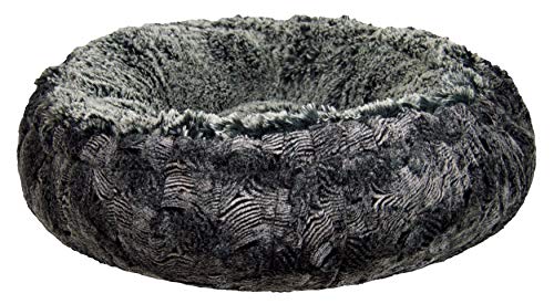 Bessie and Barnie Midnight Frost/Arctic Seal Luxury Shag Ultra Plush Faux Fur Bagelette Pet/Dog Bed (Multiple Sizes)