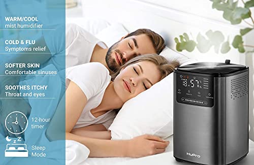 Top Fill Cool Mist & Warm Mist Humidifier for Large Room Home Bedroom Living Room 4L Big Capacity, Air Ultrasonic Humidifiers with Essential Oil Diffuser, Sleep Mode, Quiet for Baby