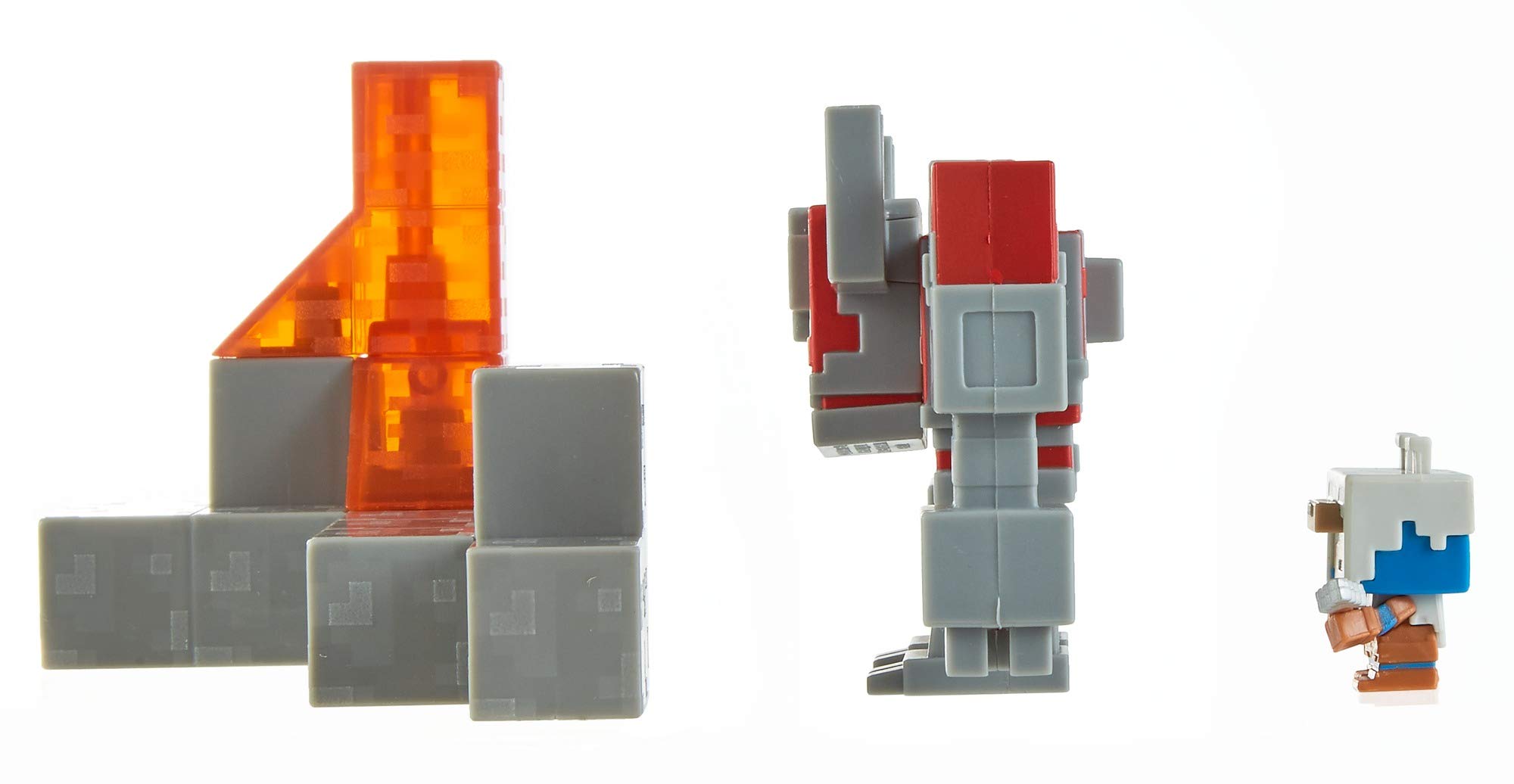 Mattel Minecraft Dungeons Mini Battle Box, with Exclusive Redstone Monstrosity, Valorie Character and Lava Set Piece, Action and Adventure Toy Based on Video Game, Gift for Kids Age 6 and Older