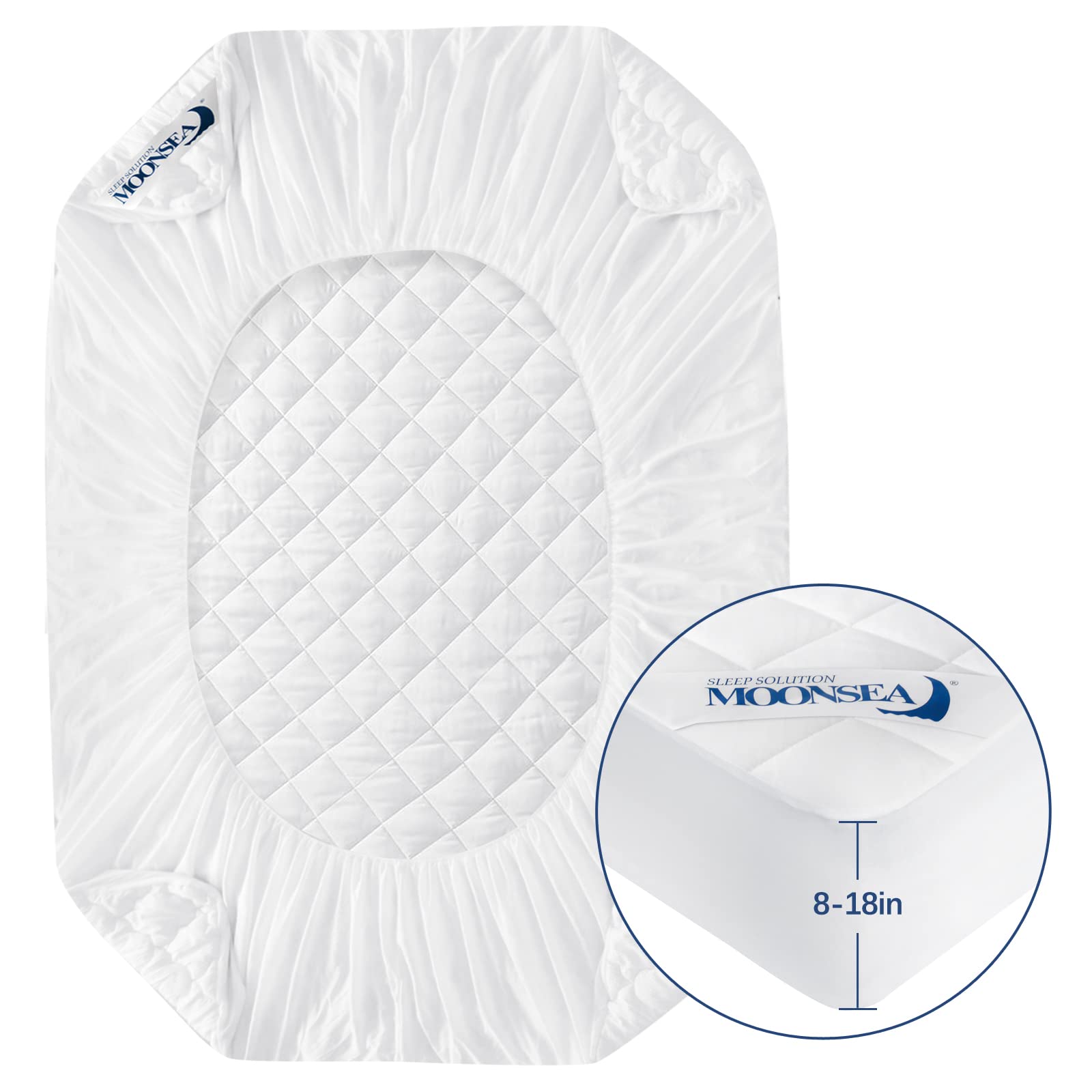 Queen Mattress Topper Pad Protector Waterproof, Absorbent Mattress Cover Queen Size Bed, Quilted Fitted Mattress Protector with Deep Pocket Stretches up to 18 Inch