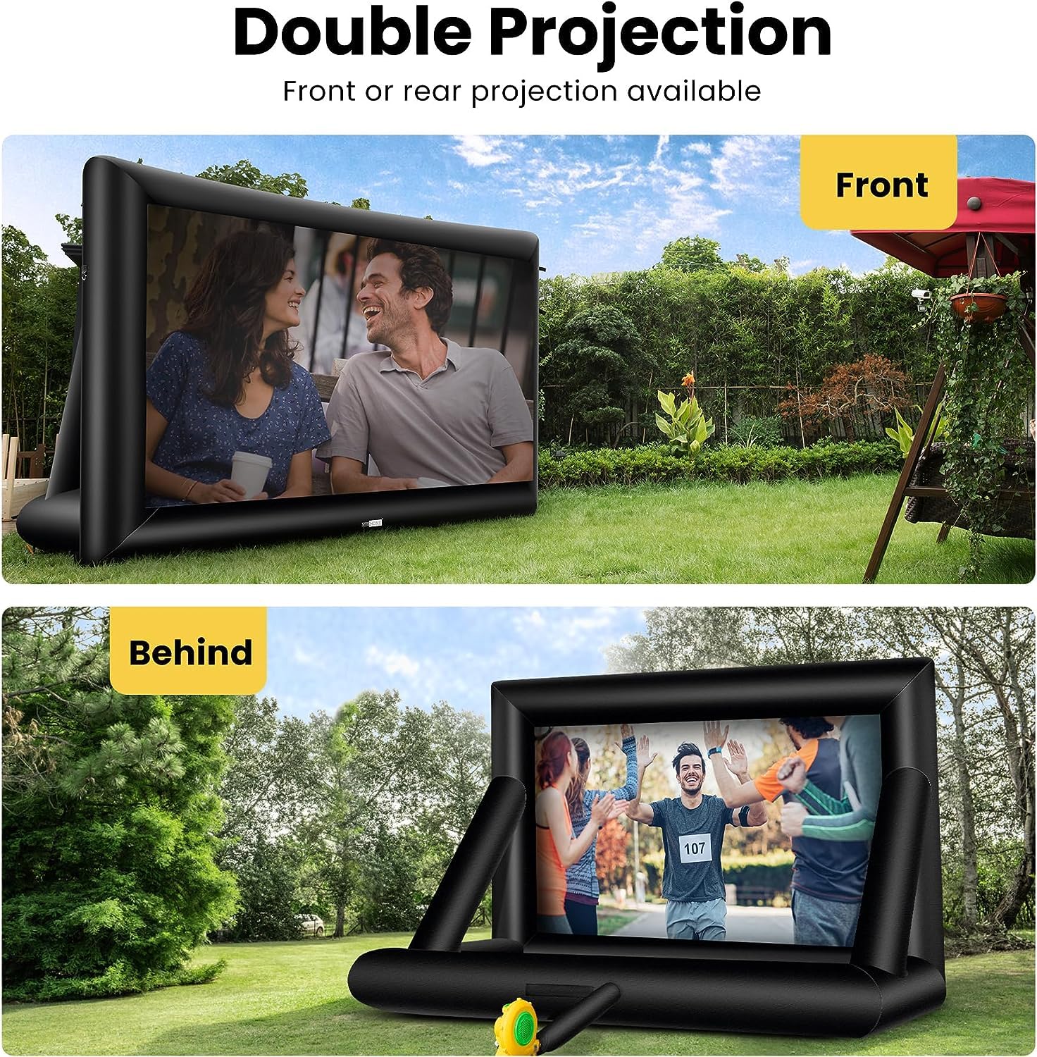 VIVOHOME 20 FT Inflatable Projector Screen for Outside, Blow Up Movie Screen Outdoor Use, Mega Large TV Screen with Carry Bag for Backyard, Triangular Back Support