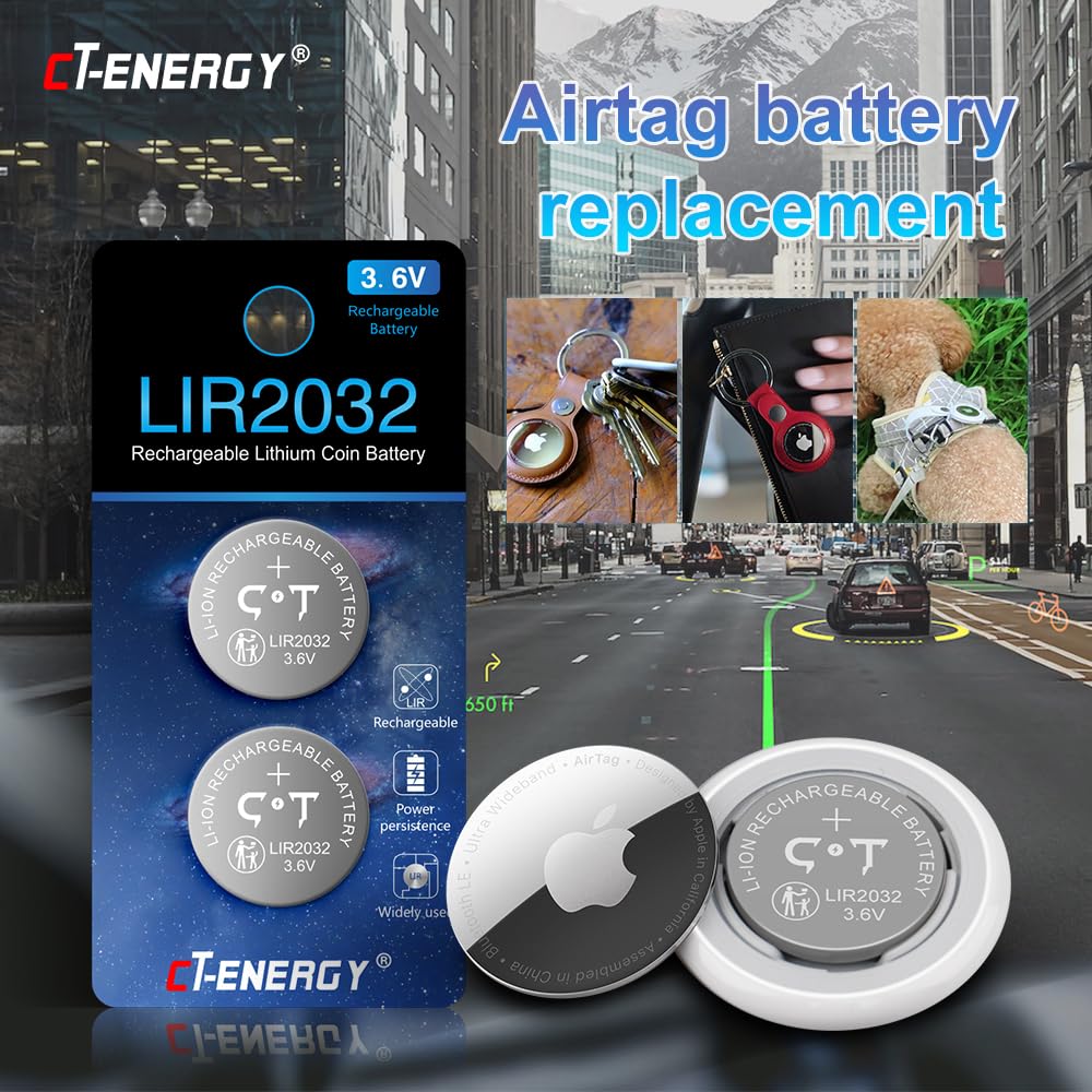 USB Li-Ion Coin Button Cells Charger with 2pcs of Rechargeable 2032 Battery Widely Charge LIR2032,LIR2016 and LIR2025