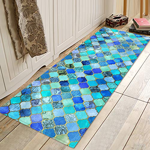 Non Slip Bath Rugs Sponge Foam for Bathroom,Durable Soft Flannel Mat Bright 3D Print rug for Living Room, Absorbent water Clearance MatS For Forlaundry Room and Kitchen, Moroccan Lattice Decor carpt