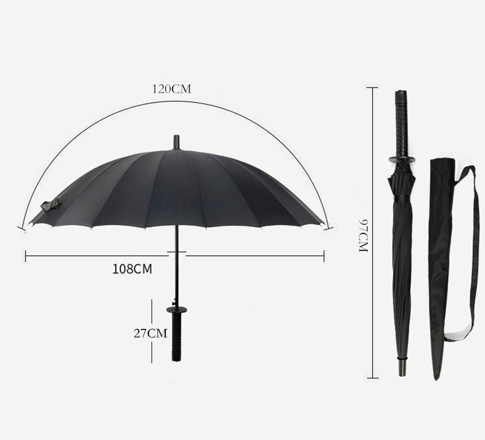 Neutral Samurai Umbrella， Japanese Umbrella Samurai Umbrella， Creative Strong Windproof Semi-Automatic Umbrella ，Decoration Cool Birthday Gift， Anime Same Umbrella (16 bone)